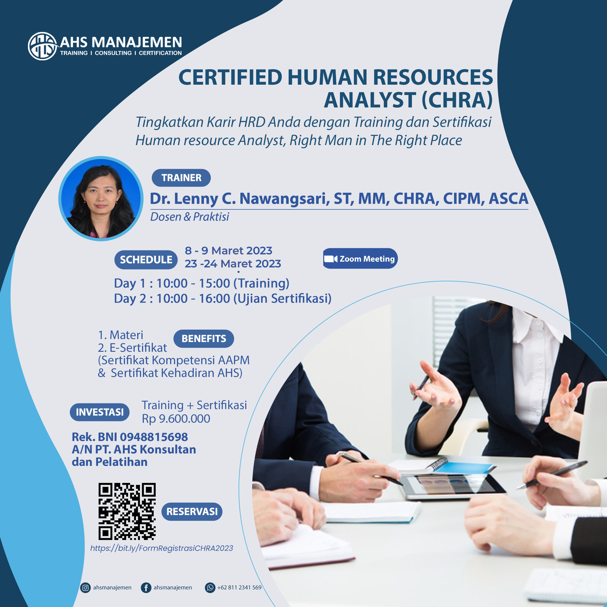 CERTIFIED HUMAN RESOURCES ANALYST - CHRA (8-9 & 23-24 Maret 2023) | AHS ...